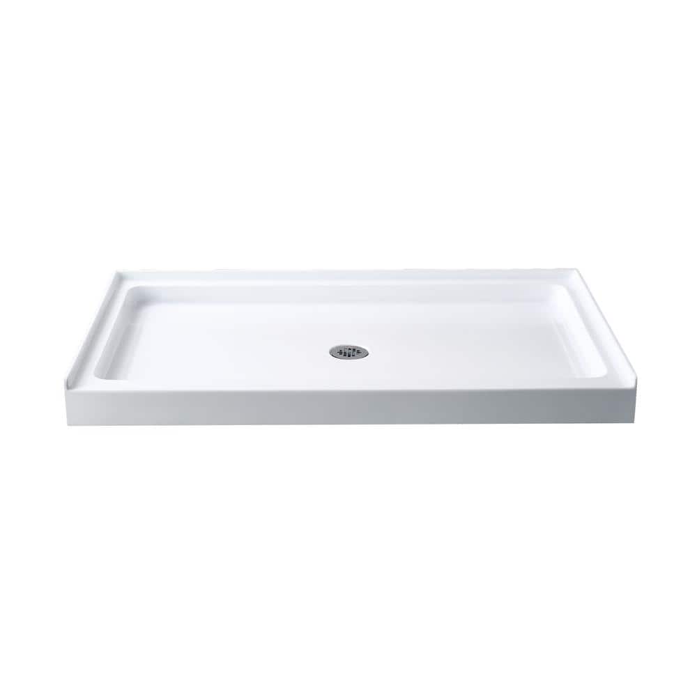 Getpro 54 in. L x 36 in. W Acrylic Alcove Shower Pan Base with Center ...