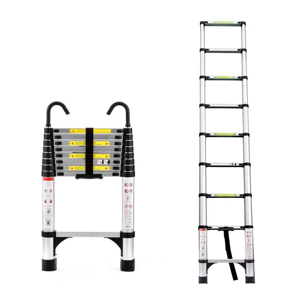 Telescoping Ladder, 8.5 ft. Aluminium Alloy Portable Extension Ladder ...