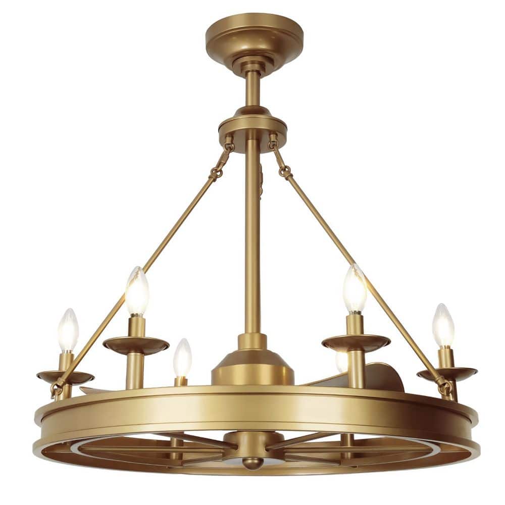 Ltemziiy 30 in. Indoor Farmhouse Gold Ceiling Fan with Lights, 6 Lights ...