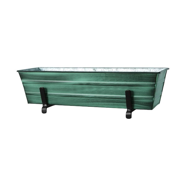 ACHLA DESIGNS Small Galvanized Steel Flower Box Planter With Brackets ...