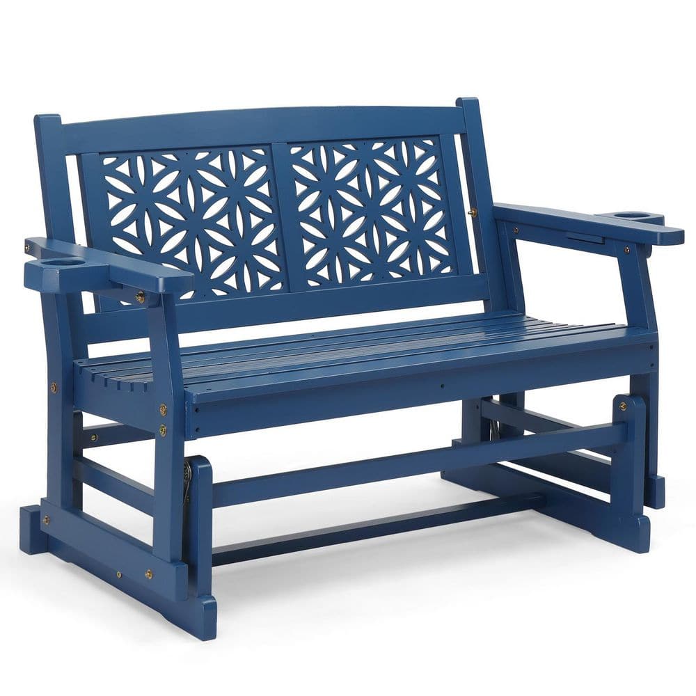 Karl home 48 in. 2-Person Solid Wood Outdoor Glider Bench K1G56001838 ...