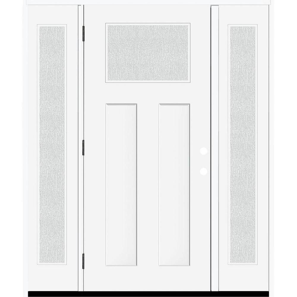 Steves & Sons Legacy 64 in. x 80 in. 1/4-Toplite Rain Glass RHOS White ...