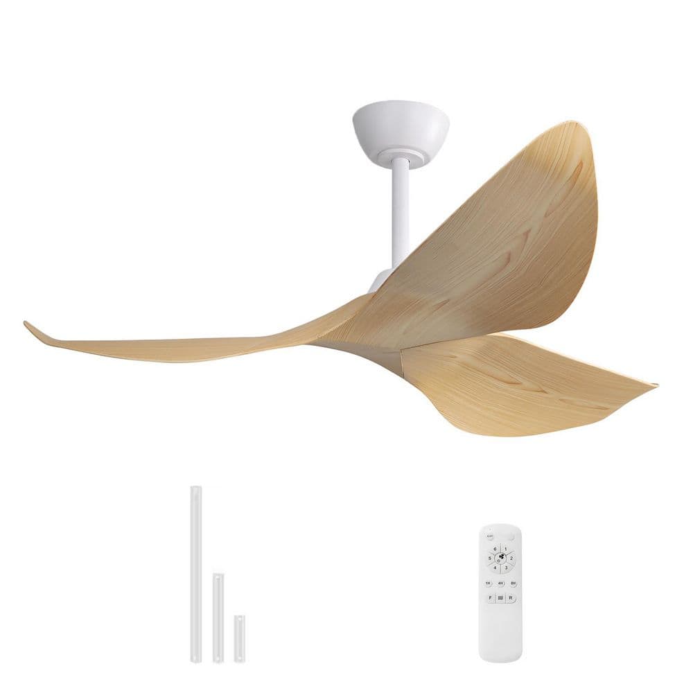 Sofucor 52 in. Indoor/Outdoor Modern White Ceiling Fan without Light ...
