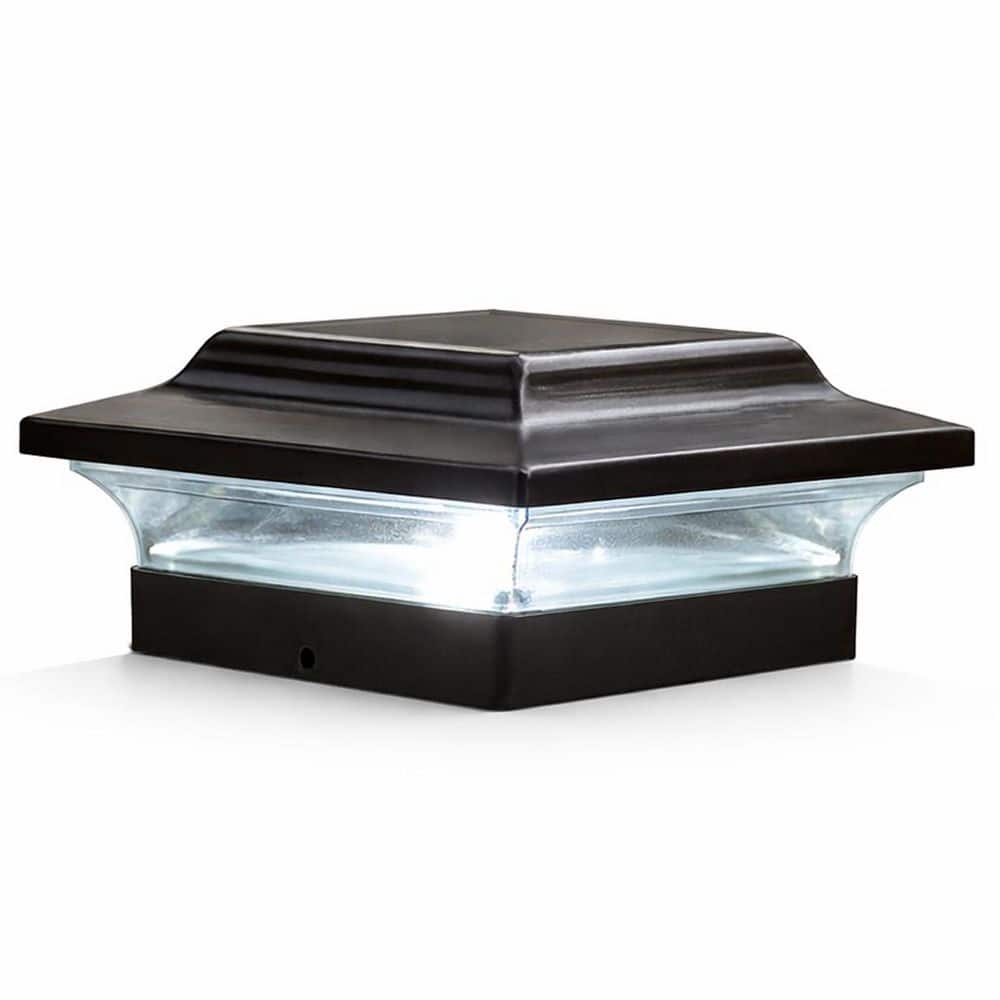 CLASSY CAPS Imperial Black Integrated LED 4. 5x4. 5 Solar Deck Post Cap ...
