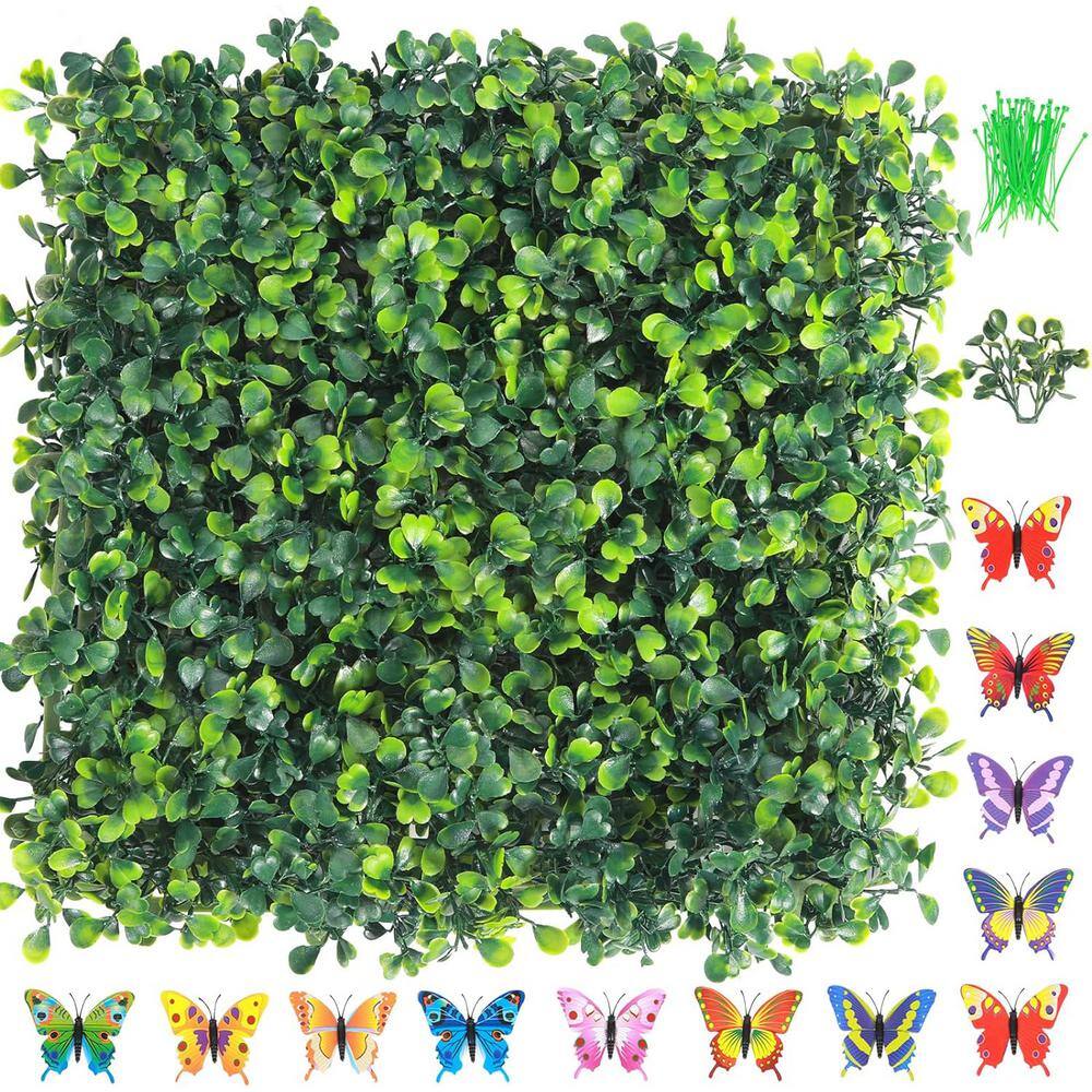 LHY 10 in. x 10 in. Artificial Boxwood Hedge UV Stable Faux Grass Wall ...