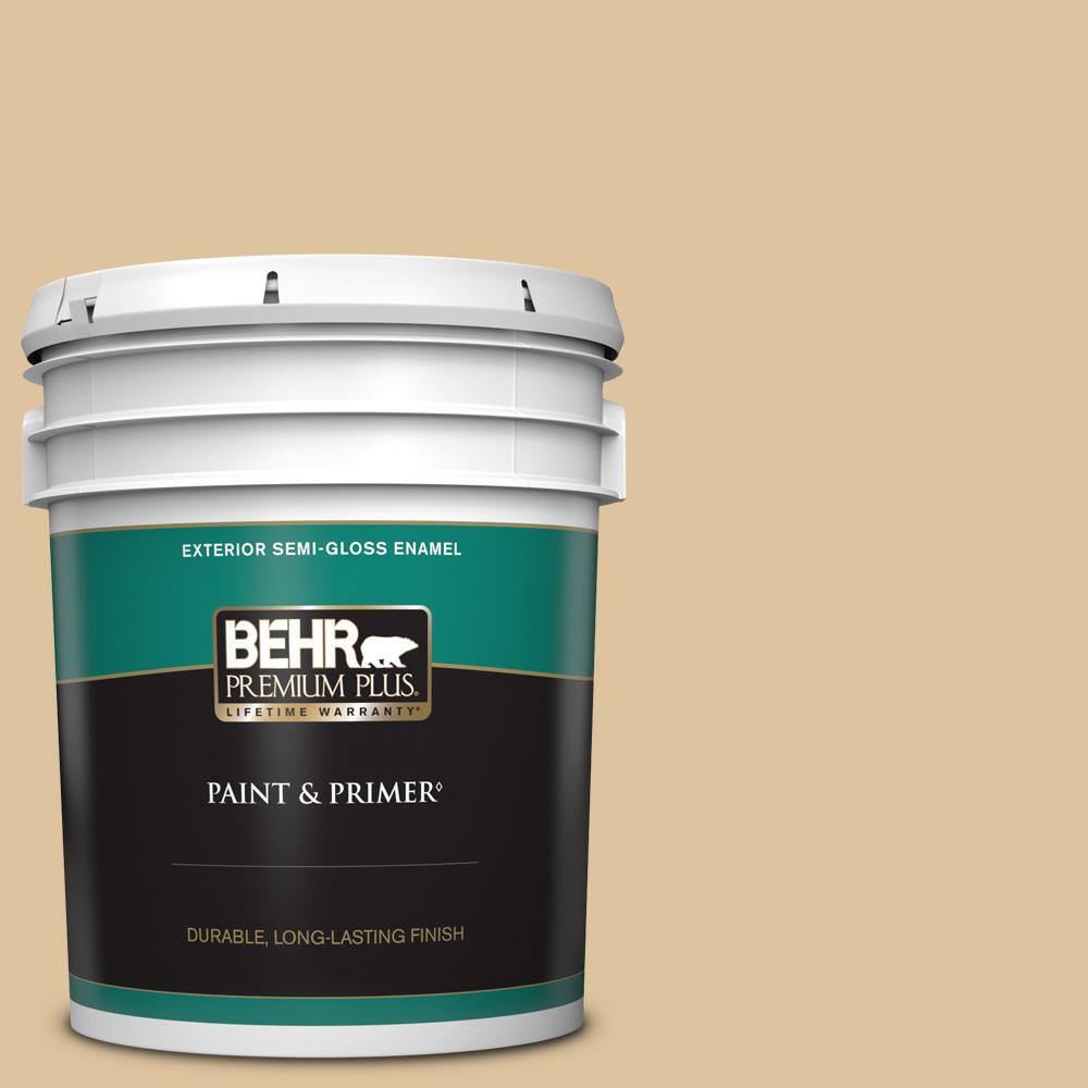 BEHR PREMIUM PLUS 5 gal. #ECC-13-1 Canoe Semi-Gloss Enamel Exterior ...