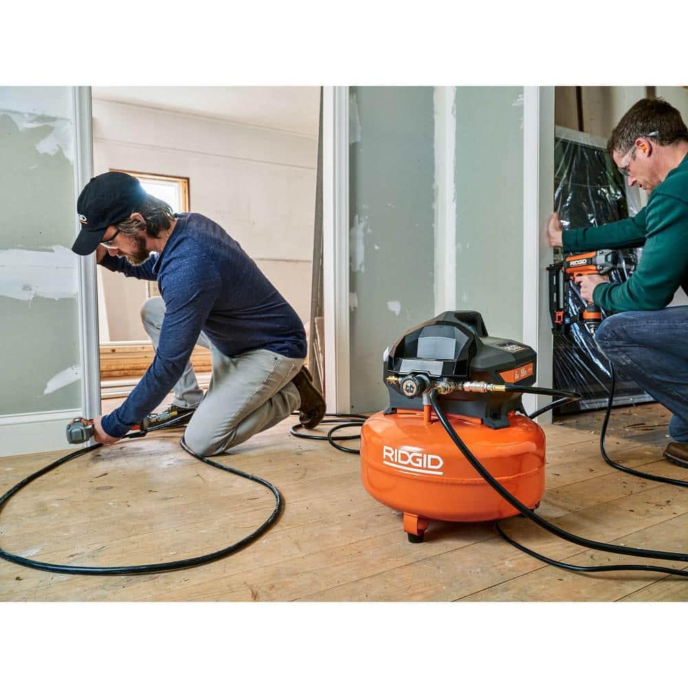 RIDGID 6 Gal. Portable Electric Pancake Air Compressor w/ 18GA Brad ...