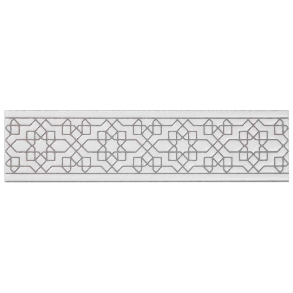 Merola Tile Sevillano Listello Estrella White 2 in. x 7-7/8 in. Glossy ...