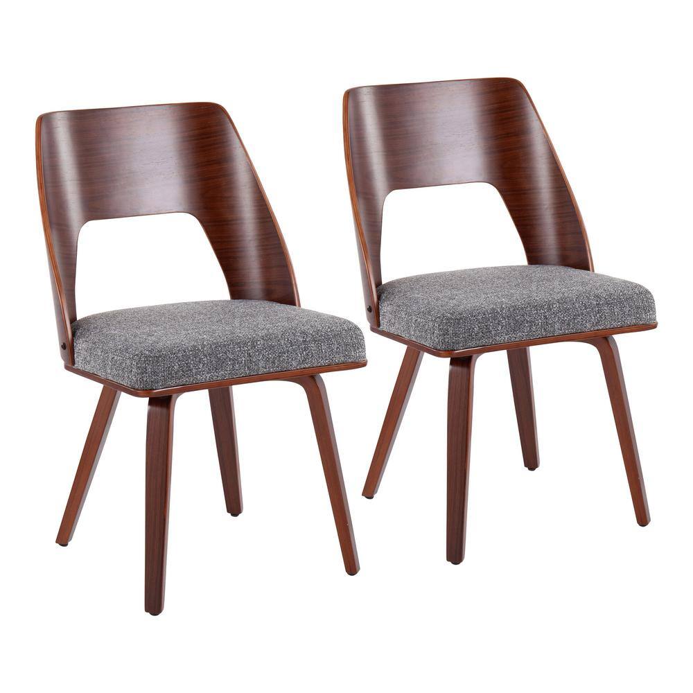 Lumisource Triad Grey Noise Fabric and Walnut Wood Side Chair (Set of 2 ...