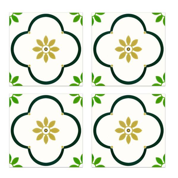 Jeedeson 1 ft. x 1 ft. Peel and Stick Ceiling Tile with Green Flower ...