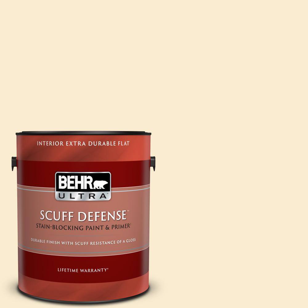 BEHR ULTRA 1 gal. #OR-W04 Nice Cream Extra Durable Flat Interior Paint ...