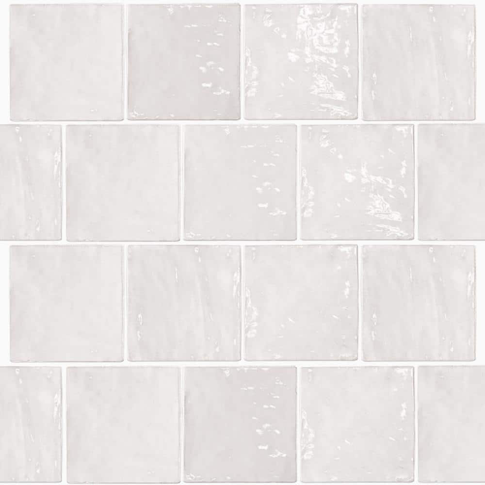 Apollo Tile White 4 in. x 4 in. Polished and Honed Ceramic Mosaic Wall ...