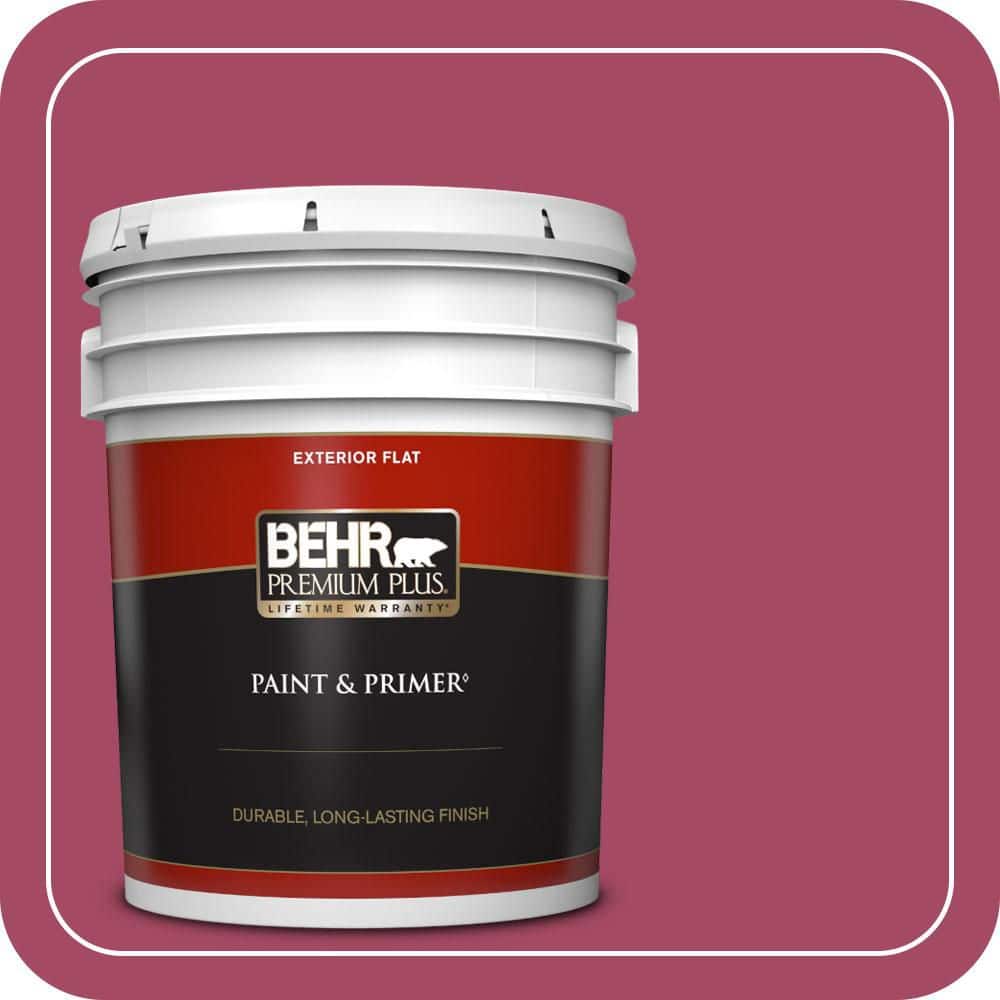 BEHR PREMIUM PLUS 5 gal. #120D-5 Glazed Raspberry Flat Exterior Paint ...