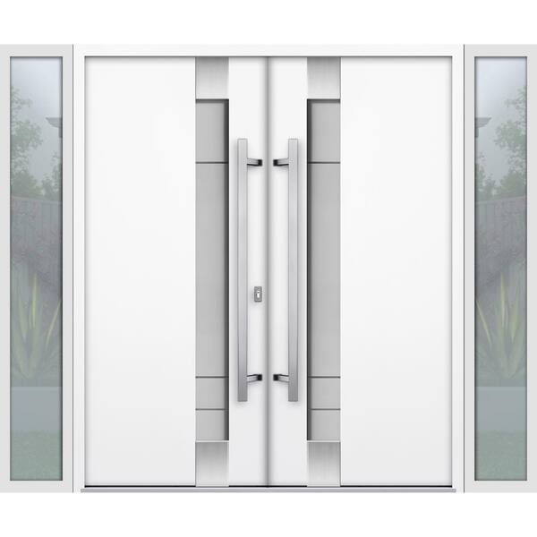 VDOMDOORS 6500 104 in. x 80 in. Right-hand/Inswing 2 Sidelites Tinted ...