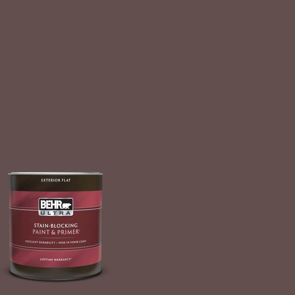 BEHR ULTRA 1 qt. #720B-7 Spanish Raisin Flat Exterior Paint & Primer ...