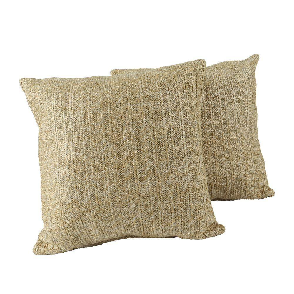 HOTEBIKE 18 in. x 18 in. Throw Pillows Light Flaxen Outdoor /Indoor ...