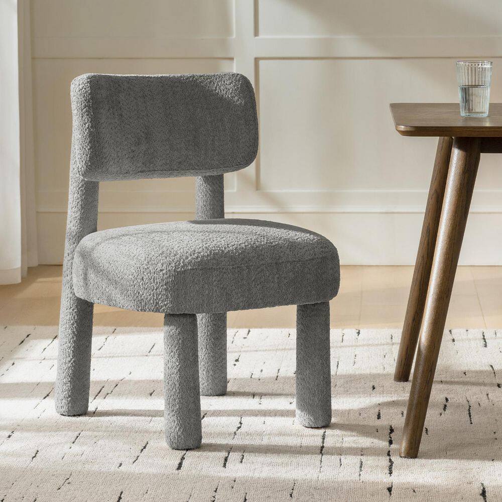 JAYDEN CREATION Jennifer Grey Polyester Dining Chair with Solid Wood ...