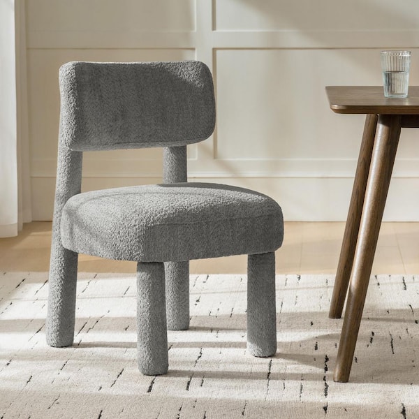 JAYDEN CREATION Jennifer Grey Polyester Dining Chair with Solid Wood ...