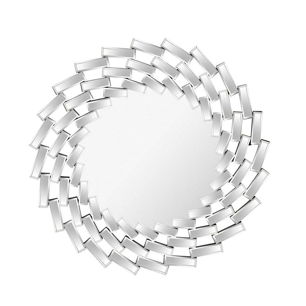 Miscool Avex Silver 32 in. W x 32 in. H Modern Round MDF Framed Mirror ...