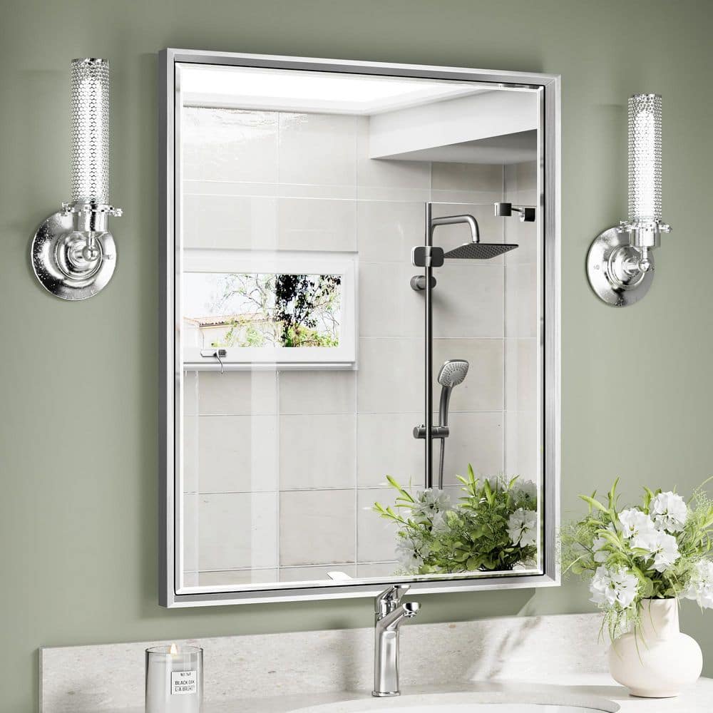 QueenFun OnaBella 30 in. W x 36 in. H Rectangular Aluminum Thin Framed ...