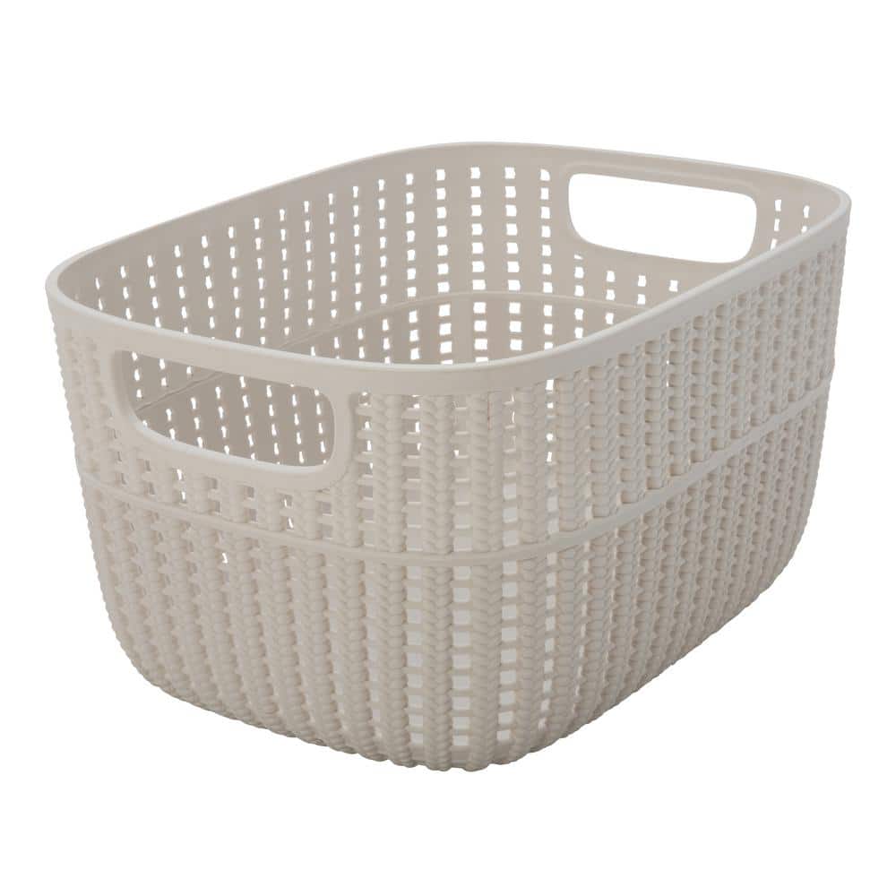 SIMPLIFY 6 in. H x 9 in. W x 11 in. D Ivory Plastic Cube Storage Bin ...
