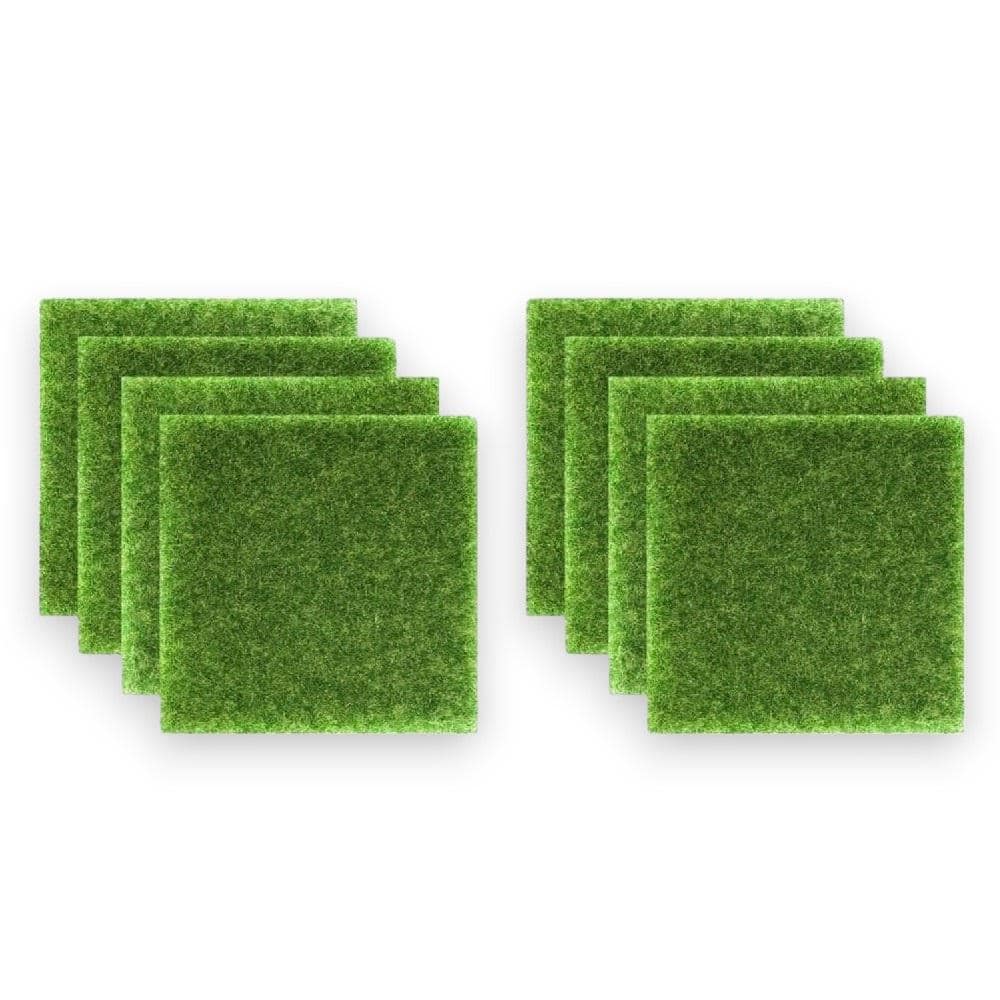 Afoxsos Green 8-Pack 6 x 6 in. Fake Grass for Crafts Artificial Garden ...
