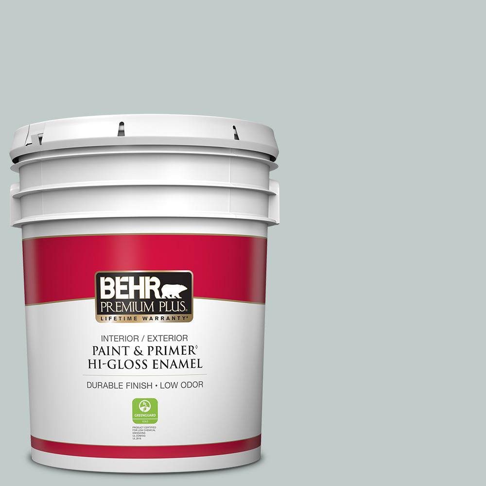 BEHR PREMIUM PLUS 5 gal. #730E-3 River Rock Hi-Gloss Enamel Interior ...