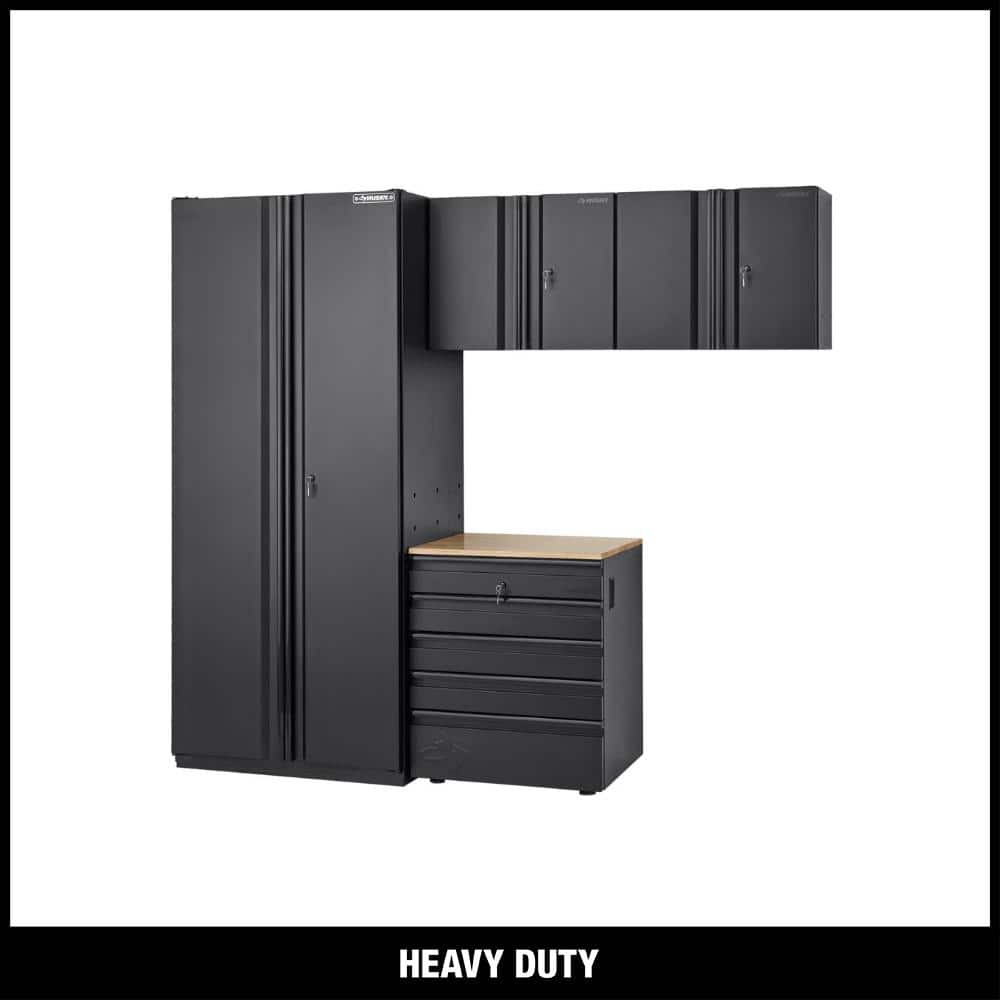 Husky 4-Piece Heavy Duty Welded Steel Garage Storage System in Black ...