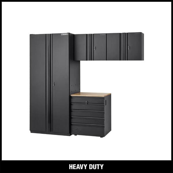 Husky 4-Piece Heavy Duty Welded Steel Garage Storage System in Black ...