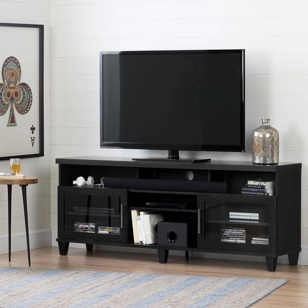 South Shore Adrian Black Oak TV Stand for TVs up to 75 in. 10563 - The ...