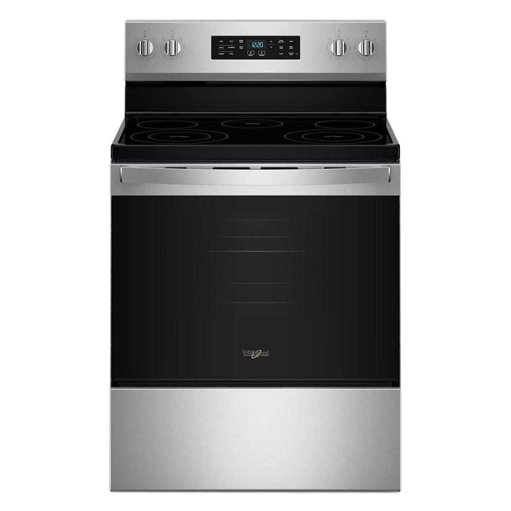 Whirlpool 30 in. 5 Burner Elements Freestanding Electric Range in Stainless Steel with Air ...
