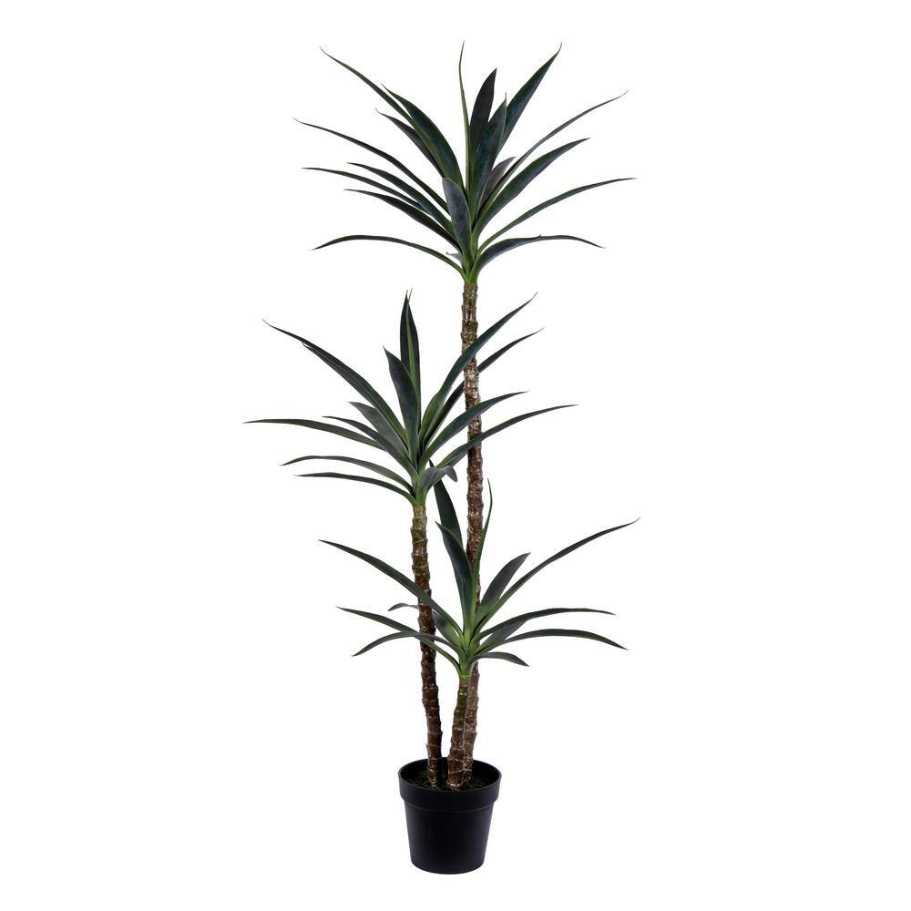 60 in. Green Artificial Yucca Tree in Planters Pot FE192650 - The Home ...