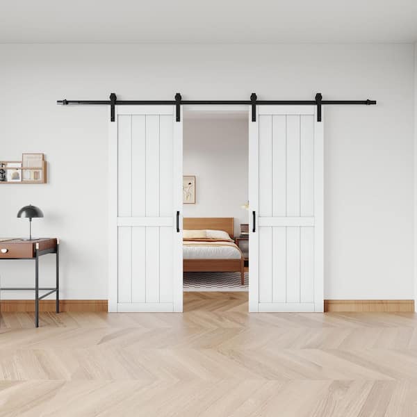 ARK DESIGN 60 in. x 96 in. 2-30 in. Slabs White Paneled H Style White ...