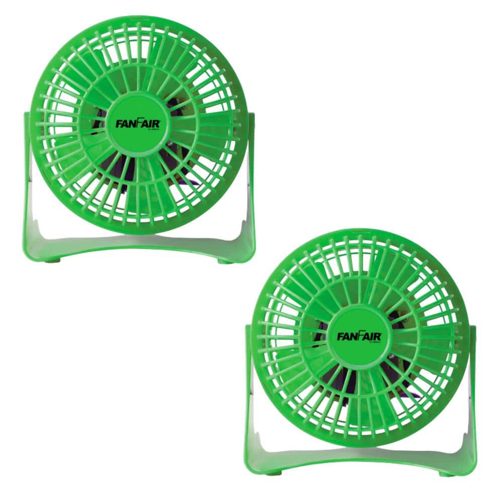 FANFAIR 2 PACK 4 in. Desk Personal Fan in Green MFPF400G2PK974 - The ...