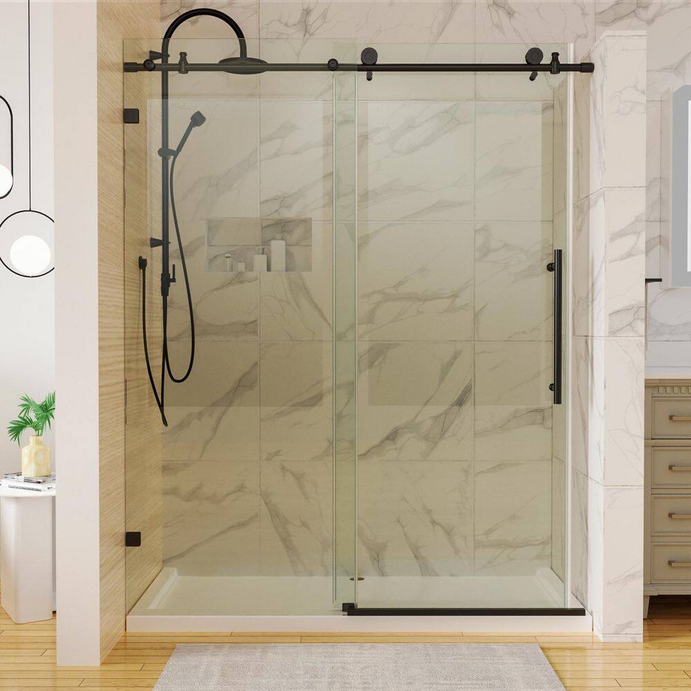 Modland Hans 60 in. W x 74 in. H Single Sliding Frameless Shower Door ...