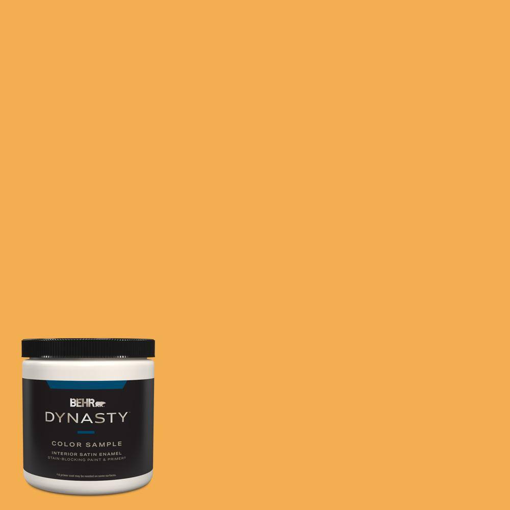 BEHR DYNASTY 8 oz. #290B-6 Squash Satin Enamel Stain-Blocking Interior ...