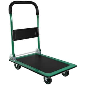 Green Foldable Handle 330 lb. Capacity Steel Push Cart Dolly, Moving ...