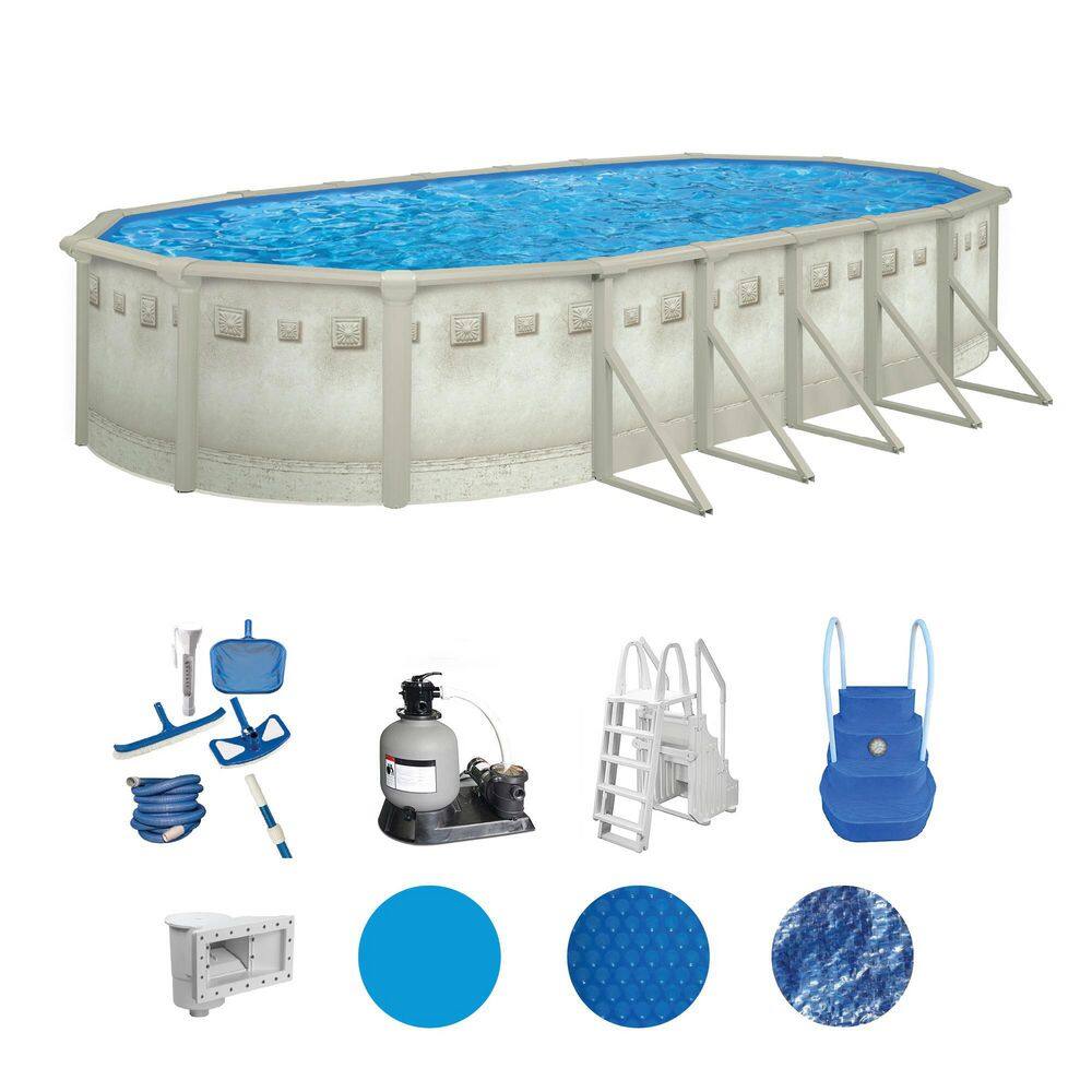 AQUARIAN Palisades 18 ft. x 33 ft. Oval 52 in. Deep Above Ground Hard ...