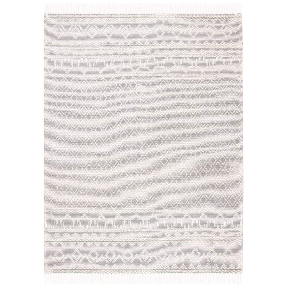 SAFAVIEH Natura Ivory/Gray 9 ft. x 12 ft. Border Geometric Area Rug ...