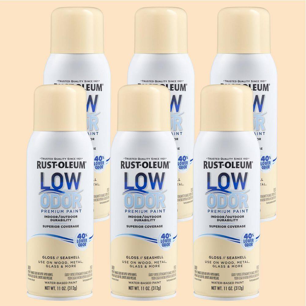 Rust-Oleum Low Odor 11 oz. Gloss Seashell Low Odor Water-Based Spray ...