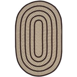 SAFAVIEH Braided Ivory/Dark Green 6 ft. x 6 ft. Round Border Area Rug ...
