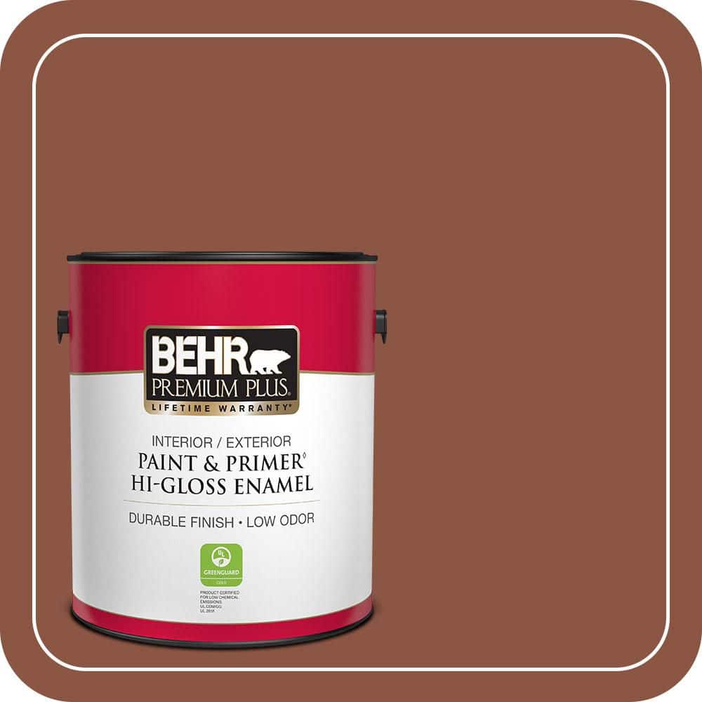 BEHR PREMIUM PLUS 1 gal. #S180-7 True Copper Hi-Gloss Enamel Interior ...
