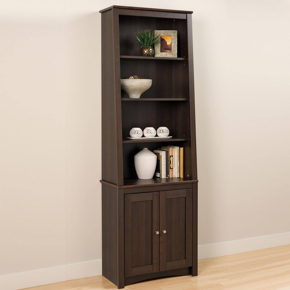 Prepac Sonoma 80 in. Tall Espresso Engineered Wood 4-Shelf Bookcase ...