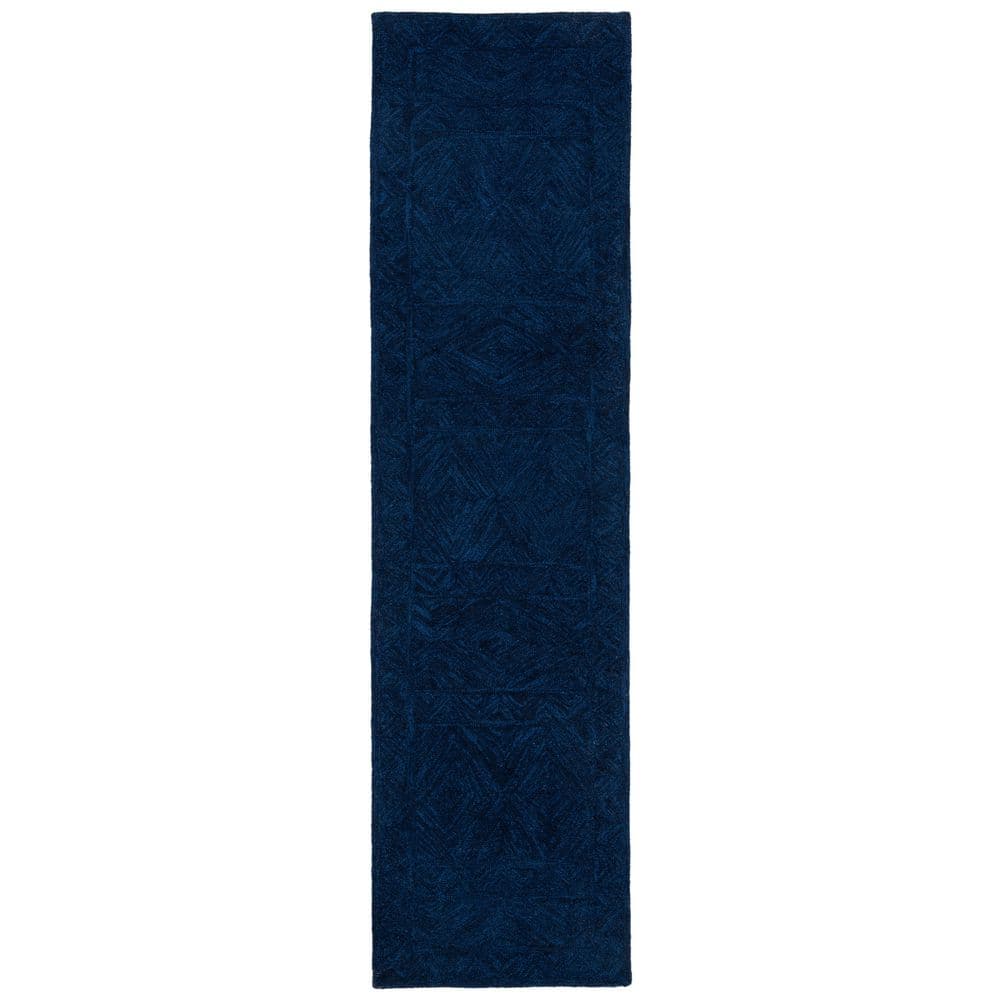 SAFAVIEH Metro Blue 2 ft. x 9 ft. Geometric Solid Color Runner Rug ...