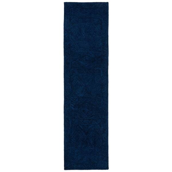 SAFAVIEH Metro Blue 2 ft. x 9 ft. Geometric Solid Color Runner Rug ...