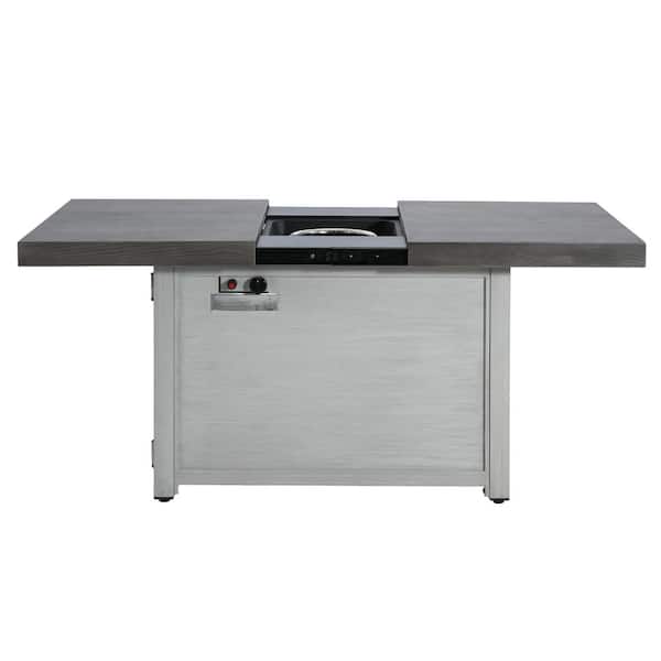 Ama pear Gray 45 in. Extendable 50,000 BTU Aluminum Alloy Outdoor Fire ...