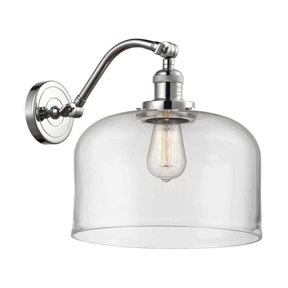 Innovations Bell 1-Light Polished Chrome, Clear Wall Sconce with Clear ...