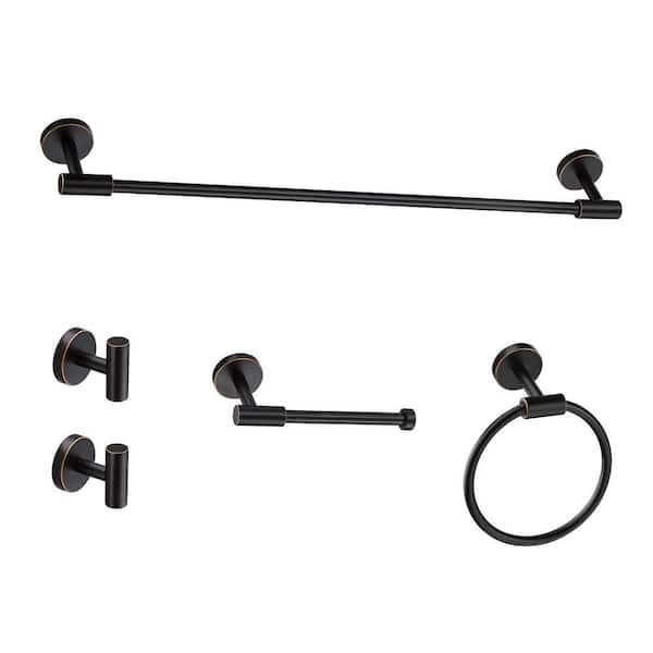 WISBEAM 5-Piece Bath Hardware Set 24 in. with Mounting Hardware in Oil ...