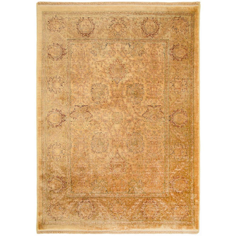 Nourison Luxurious Gold 2 ft. x 3 ft. Distressed Traditional Area Rug ...