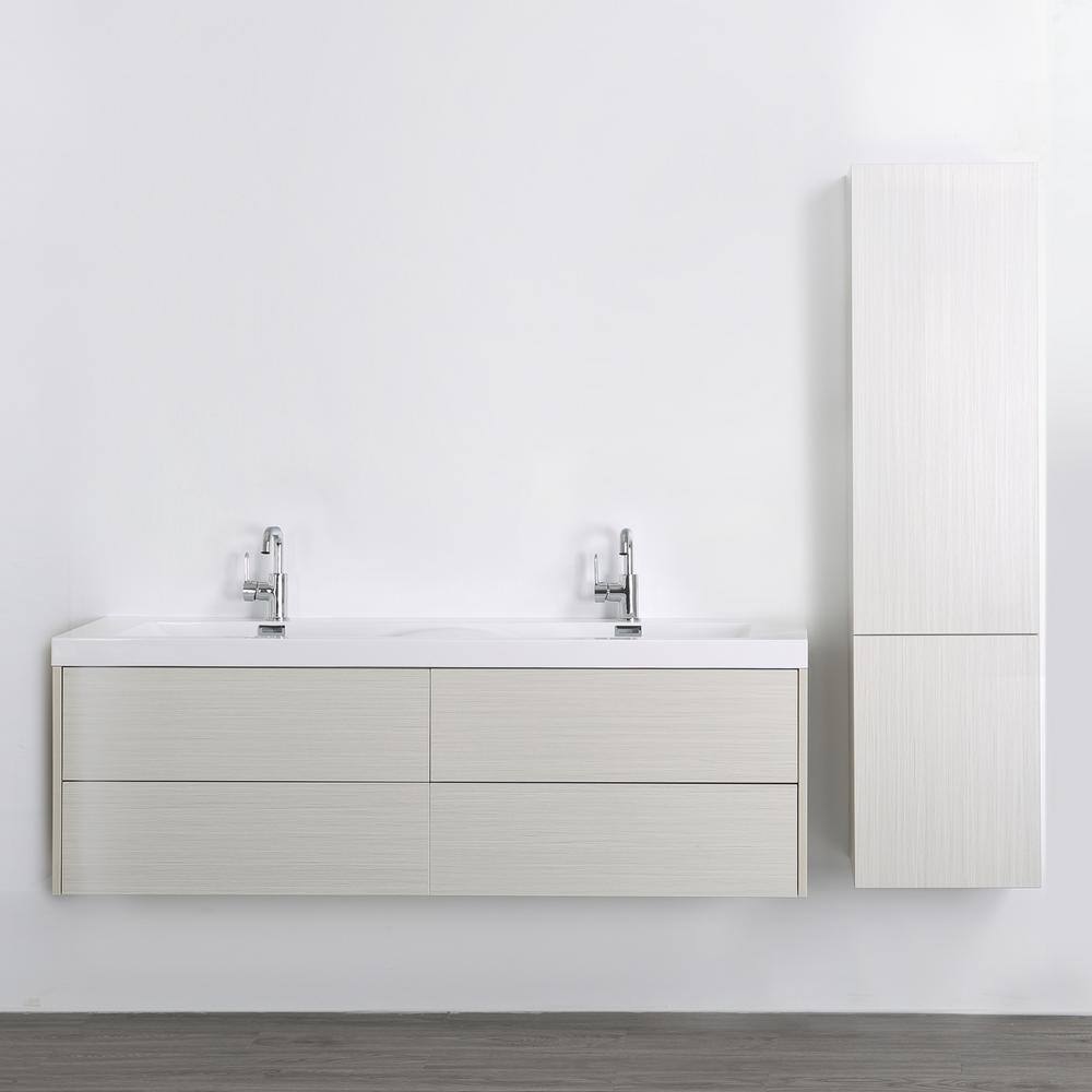 Streamline 63 in. W x 19.4 in. H Bath Vanity in Gray with Resin Vanity ...